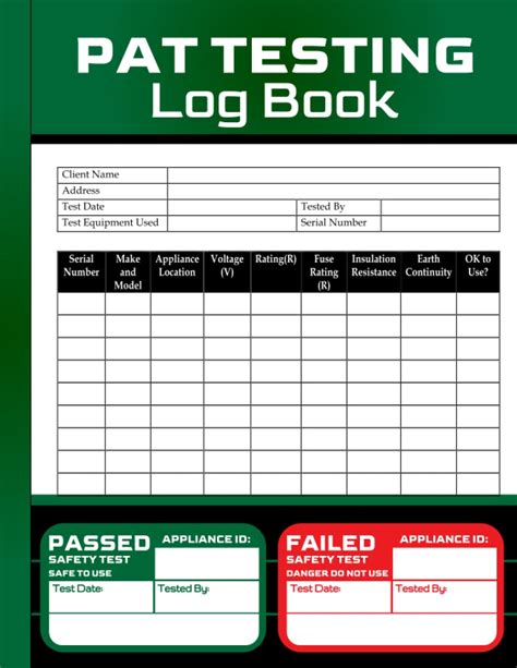 Pat Testing Log Book Portable Appliance Testing Book For Electrical Appliance Testers Pat Test
