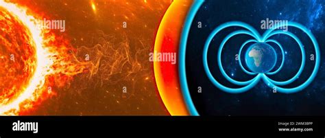 Sun And Solar Storm Earths Magnetic Field Earth And Solar Wind Flow