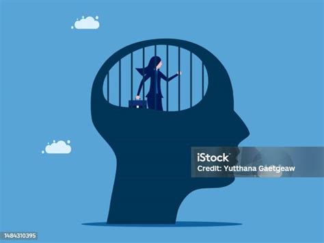 관습적인 사고에 갇혀 있습니다 인간 머리 감옥에 갇힌 사업가 가리키기에 대한 스톡 벡터 아트 및 기타 이미지 가리키기 갇힌 교도소 Istock