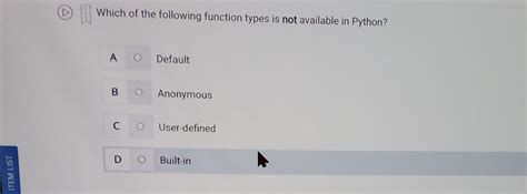 Solved Which Of The Following Function Types Is Not