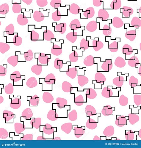 Seamless Pattern With Rounded Spots And Abstract Shapes Girly Print Vector Illustration Stock