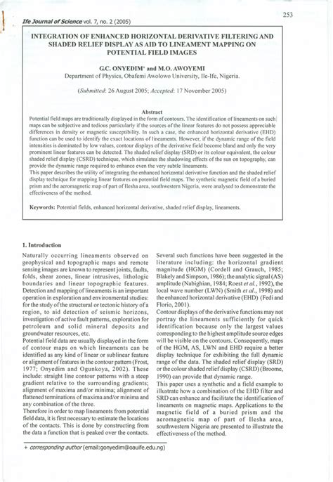 Pdf Integration Of Enhanced Horizontal Derivative Filtering And Shaded Relief Display As Aid