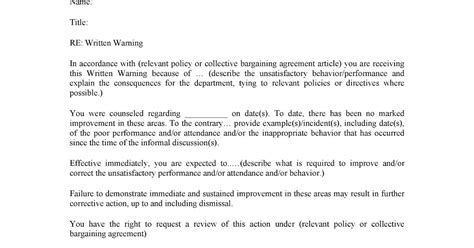 Written Warning Sample Master Of Template Document