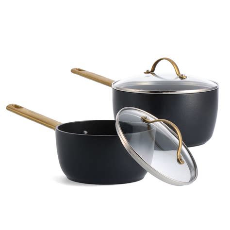 Greenpan Reserve Black Healthy Ceramic Nonstick Saucepan Set With Lids 1 5qt And 3qt Wayfair