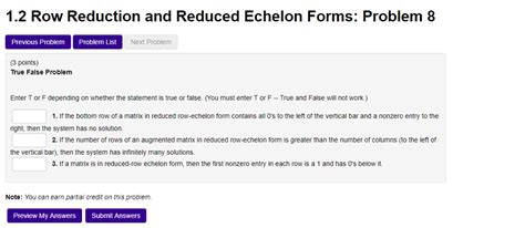 solved 1 2 row reduction and reduced echelon forms problem