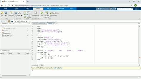 Metode Newton Raphson Matlab Youtube