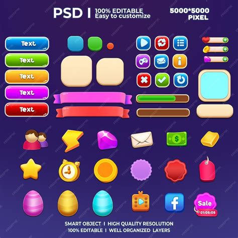 Premium Psd Game Ui Kit Game Elements Game Ui Button Casual Game Ui