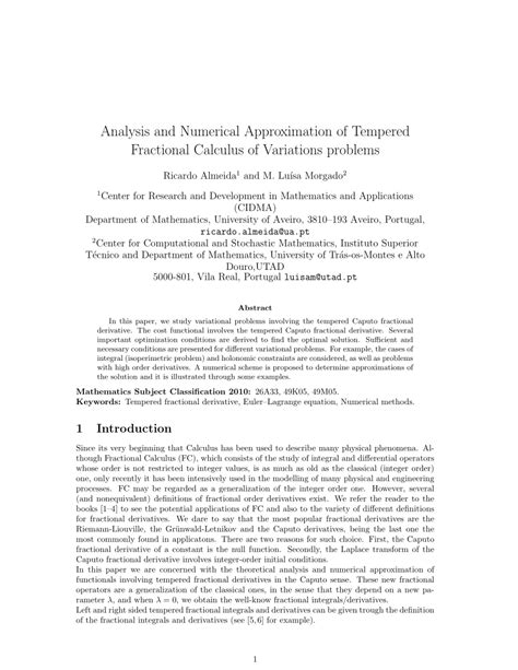 Pdf Analysis And Numerical Approximation Of Tempered Fractional