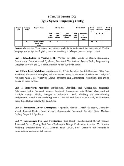 Digital System Design Using Verilog Pdf Hardware Description Language Digital Electronics