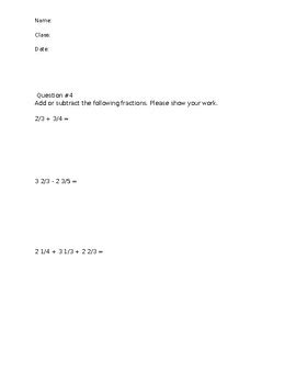 Adding And Subtracting Fractions Quiz By Erika Cadena TPT