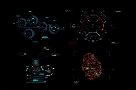 Futuristic HUD Interface Elements For Sci Fi Films Video Games
