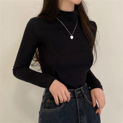 기모 목폴라 슬림핏 이너 티셔츠