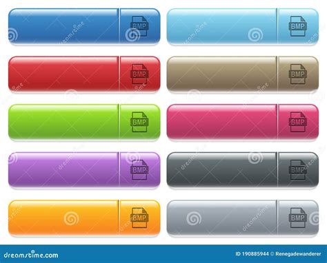 BMP File Format Icons On Color Glossy Rectangular Menu Button Stock Vector Illustration Of