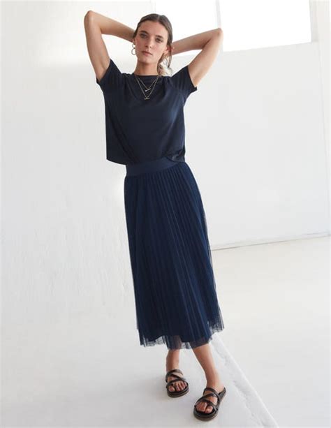Pleated Tulle Skirt Navy Boden Eu