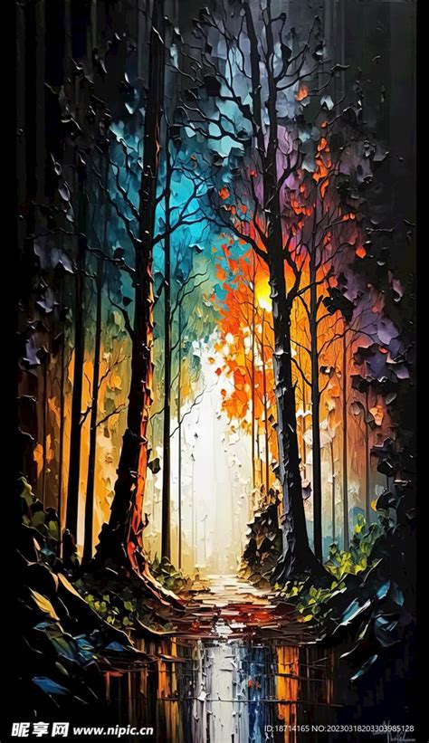 森林油画设计图 绘画书法 文化艺术 设计图库 昵图网