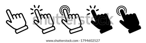 Vector Hand Cursors Icons Click Set Stock Vector Royalty Free