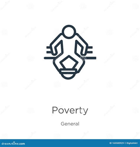 Poverty Icon Thin Linear Poverty Outline Icon Isolated On White Background From General