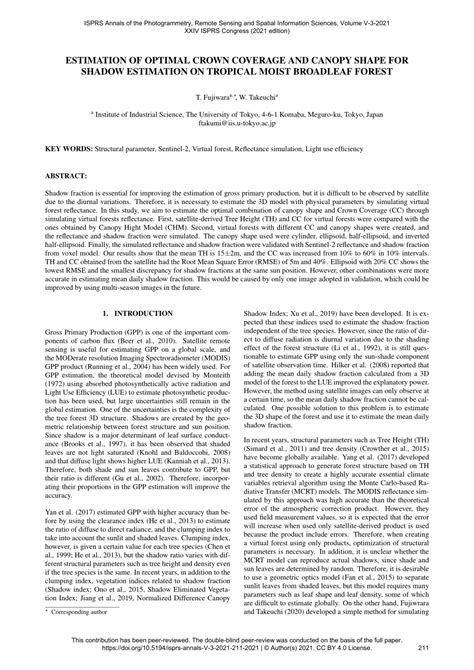 Pdf Estimation Of Optimal Crown Coverage And Canopy Shape For Shadow