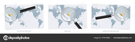 Blue Abstract World Maps Magnifying Glass Map Bosnia Herzegovina National Stock Vector By ©boldg