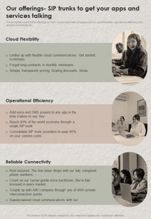 Our Offerings Sip Request For Proposals VOIP One Pager Sample Example Document PPT PowerPoint