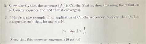 Solved Show Directly That The Sequence N Is Cauchy Chegg