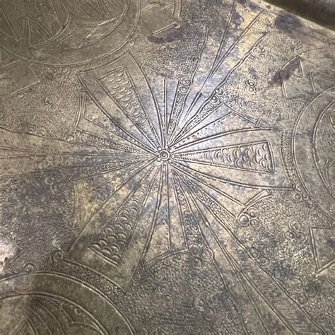 1970s Vintage Brass Triangular Serving Tray Modern Hammered Design For Sale At 1stdibs