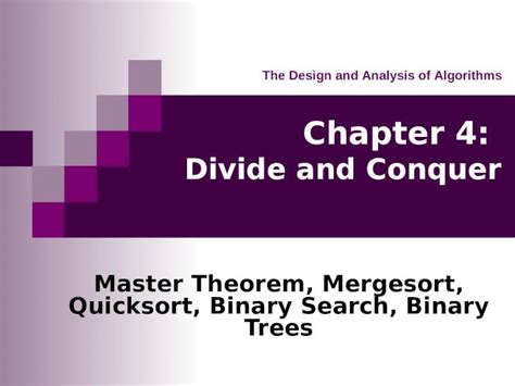 ppt chapter 4 divide and conquer master theorem mergesort