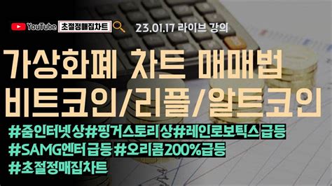 초절정매집차트 2023년1월17일가상화폐 차트 매매법비트코인리플알트코인줌인터넷상한가핑거스토리상한가레인로보틱스급등samg엔터급등오리콤200급등초절정매집