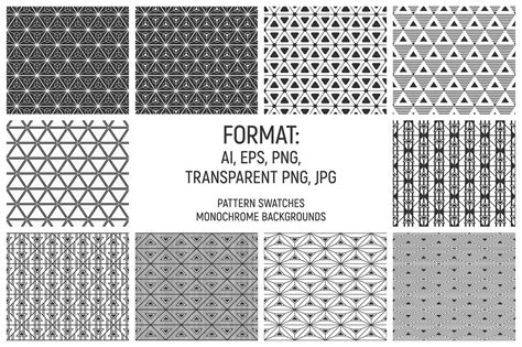 10 Seamless Geometric Triangles Vector Patterns