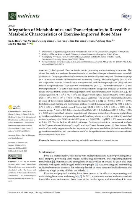 Pdf Integration Of Metabolomics And Transcriptomics To Reveal The Metabolic Characteristics Of