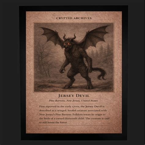 Jersey Devil Cryptid Archives Art Print Pine Barrens Legend Lair