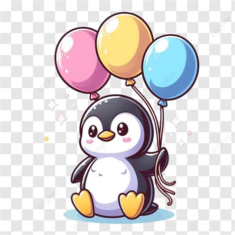 可愛的企鵝帶著氣球飛翔卡通 可愛的企鵝 飛行 气球卡通png去背圖片素材免費下載，免摳圖設計圖案下載 Pngtree