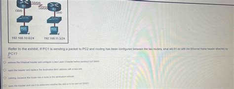 Solved S0 Refer To The Exhibit If Pc1 Is Sending A Packet To Pc2 And