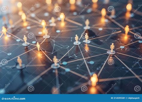 Abstract Image Depicting Network Connections With Human Figures Symbolizing International