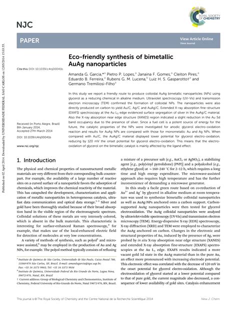 Pdf Eco Friendly Synthesis Of Bimetallic Auag Nanoparticles