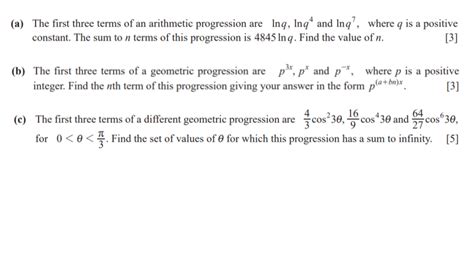 Arithmetic And Geometric Progressions Past Paper Questions For Additional Maths Igcse Cambridge