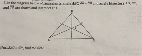 Solved In The Diagram Below Of Isosceles Triangle Abc Overline Ab