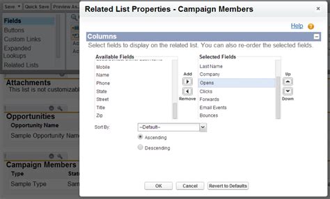 campaign layout fields in salesforce help center