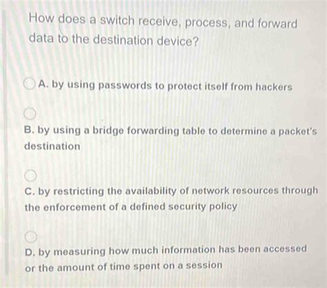 solved how does a switch receive process and forward data to the destination device a by