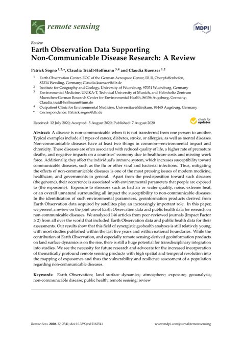 Pdf Earth Observation Data Supporting Non Communicable Disease Research A Review