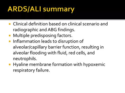 Respiratory Failure And The Acute Respiratory Distress Syndrome And Shock PPT