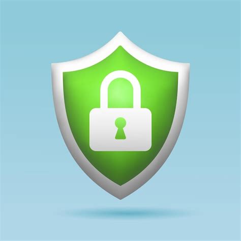 Premium Vector 3d Green Shield Padlock Internet Security Firewall