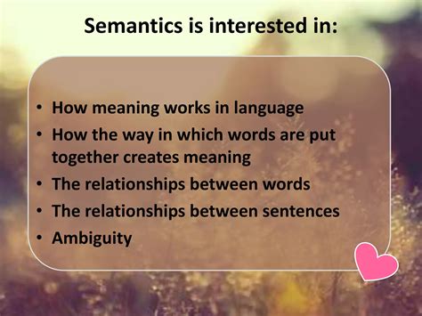 Definition Of Semantic And The Study Of Meaning Pptx
