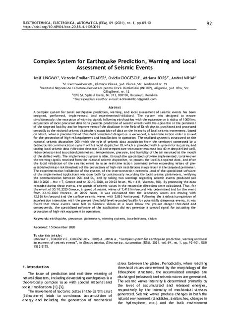 Pdf Complex System For Earthquake Prediction Warning And Local