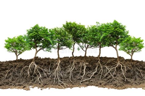 Forest Trees With Visible Roots In Soil On White Background Stock Photo Image Of Transparent