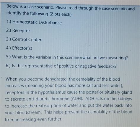 Solved When You Become Dehydrated The Osmolality Of The