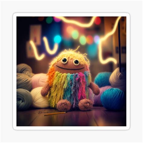 Bert The Bold Yarn Monster Sticker For Sale By Fuzzyemporium Redbubble