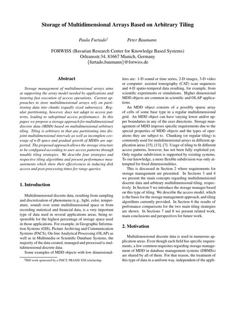 Pdf Storage Of Multidimensional Arrays Based On Arbitrary Tiling