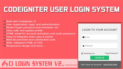 CodeIgniter User Login System Script CodexWorld
