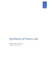 Synthesis Of Esters Lab Pdf Synthesis Of Esters Lab ONTARIO VIRTUAL Babe RAMAMOORTHY